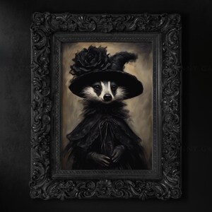 Halloween Badger Wall Art Print, Dark Cottagecore Decor, Victorian ...
