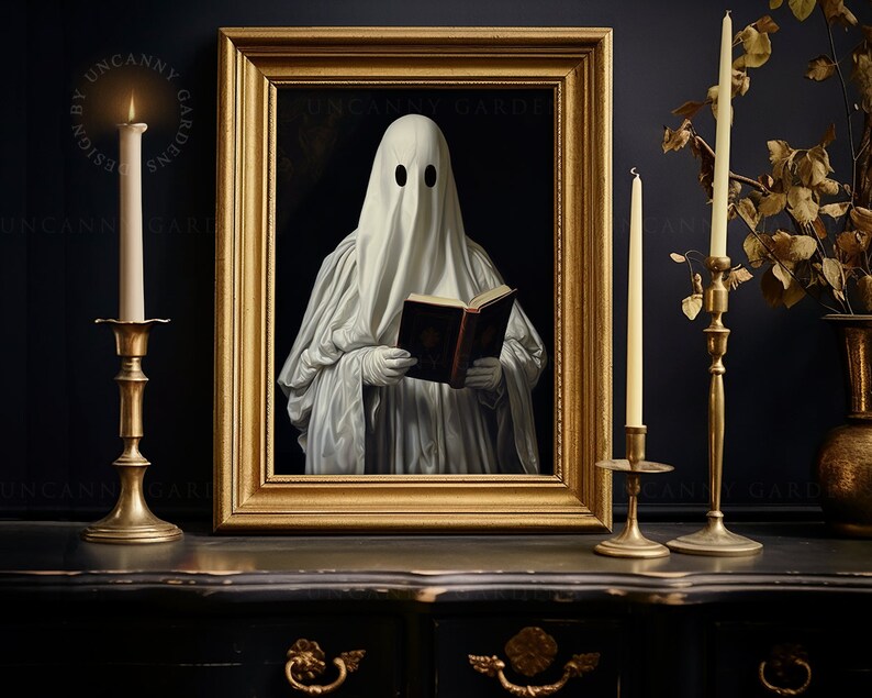 Spooky Ghost Reading Book, Dark Academia Decor, Dark Moody Aesthetics ...