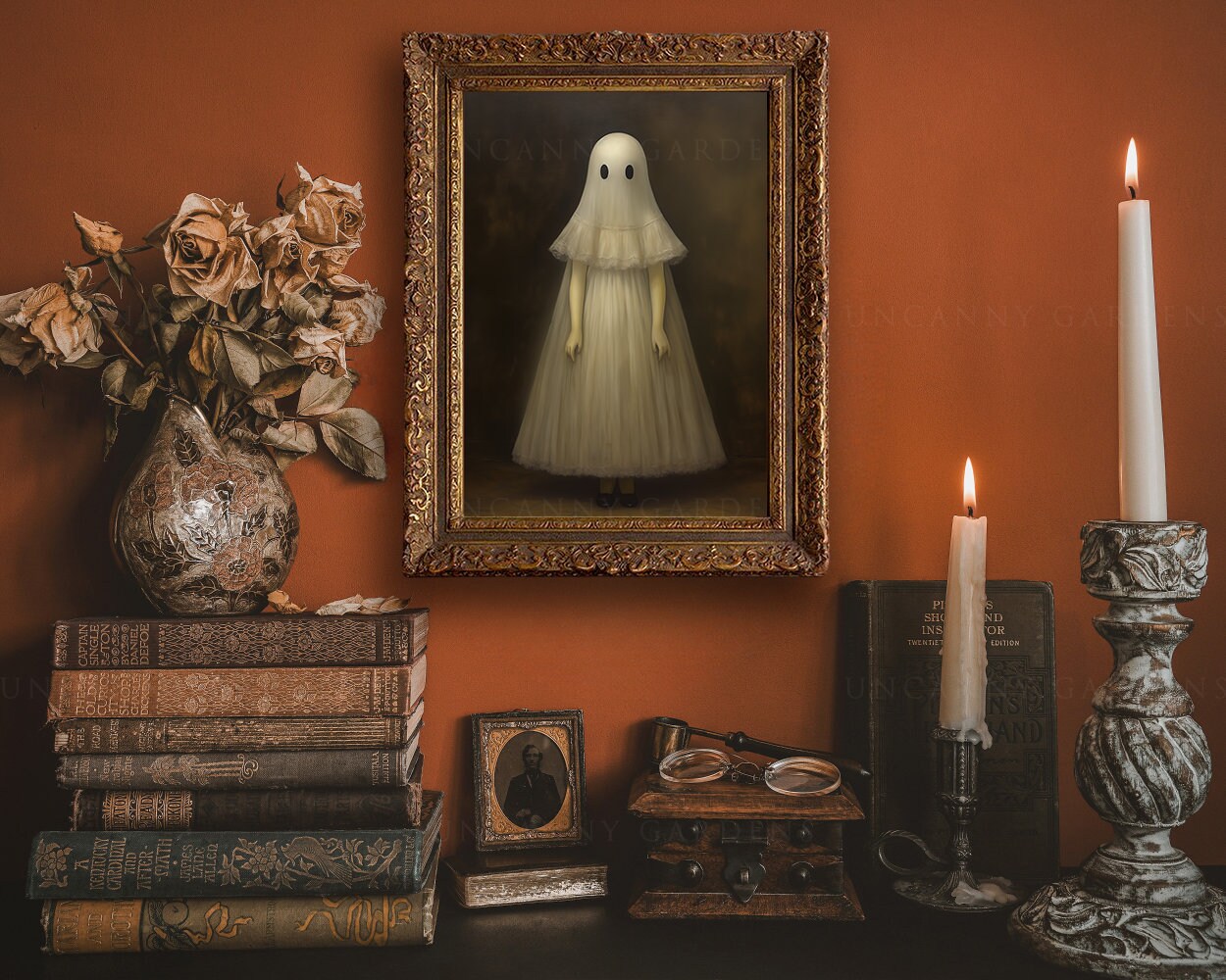 Victorian Girl Ghost Art Print, Spooky Home Decor, Dark Academia ...