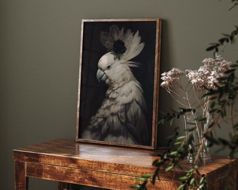 Madame Cockatoo Victorian Bird Portrait Art Print, Old Parrot Portrait ...