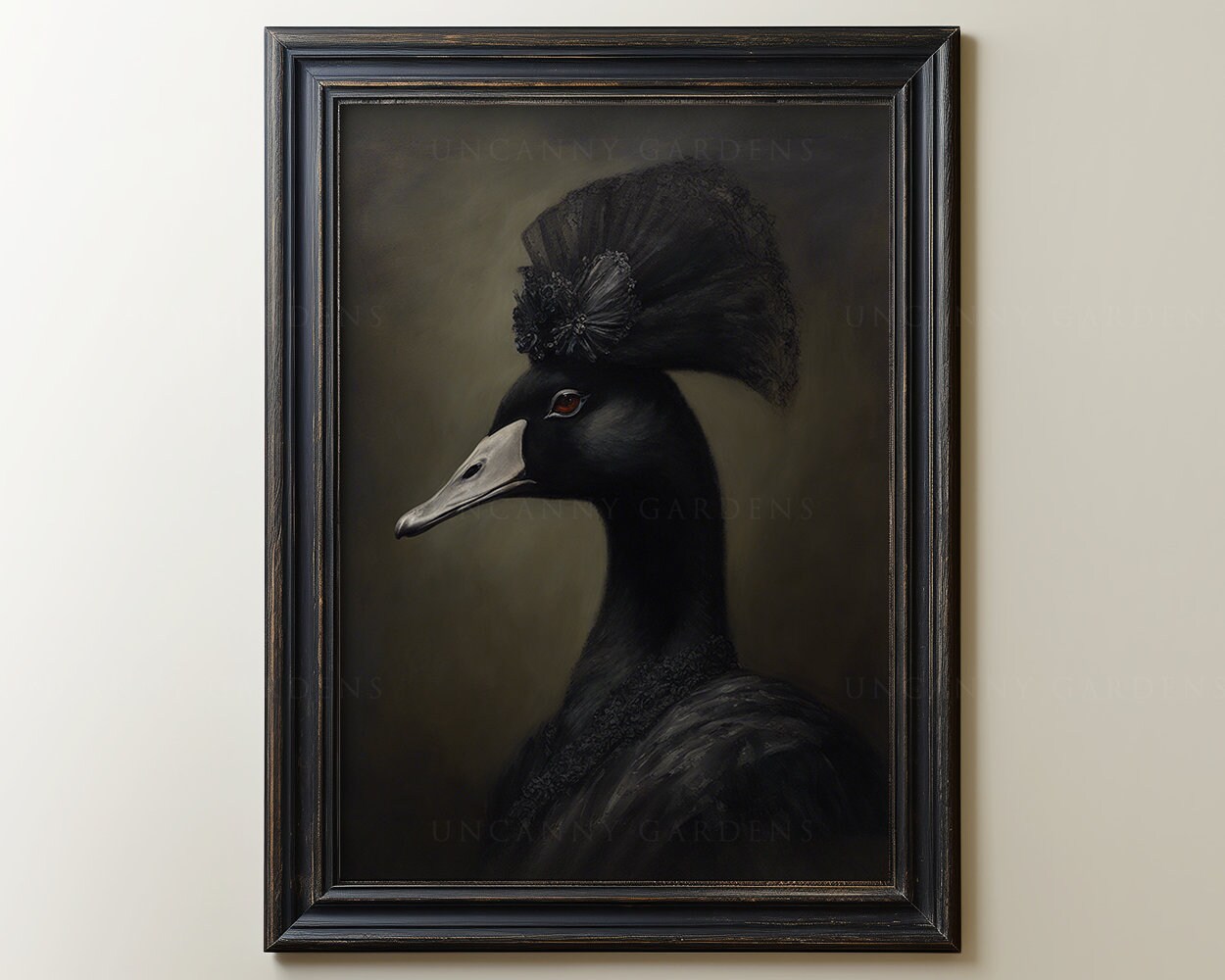 Miss Black Swan Gothic Portrait, Victorian Bird, Dark Art Prints ...