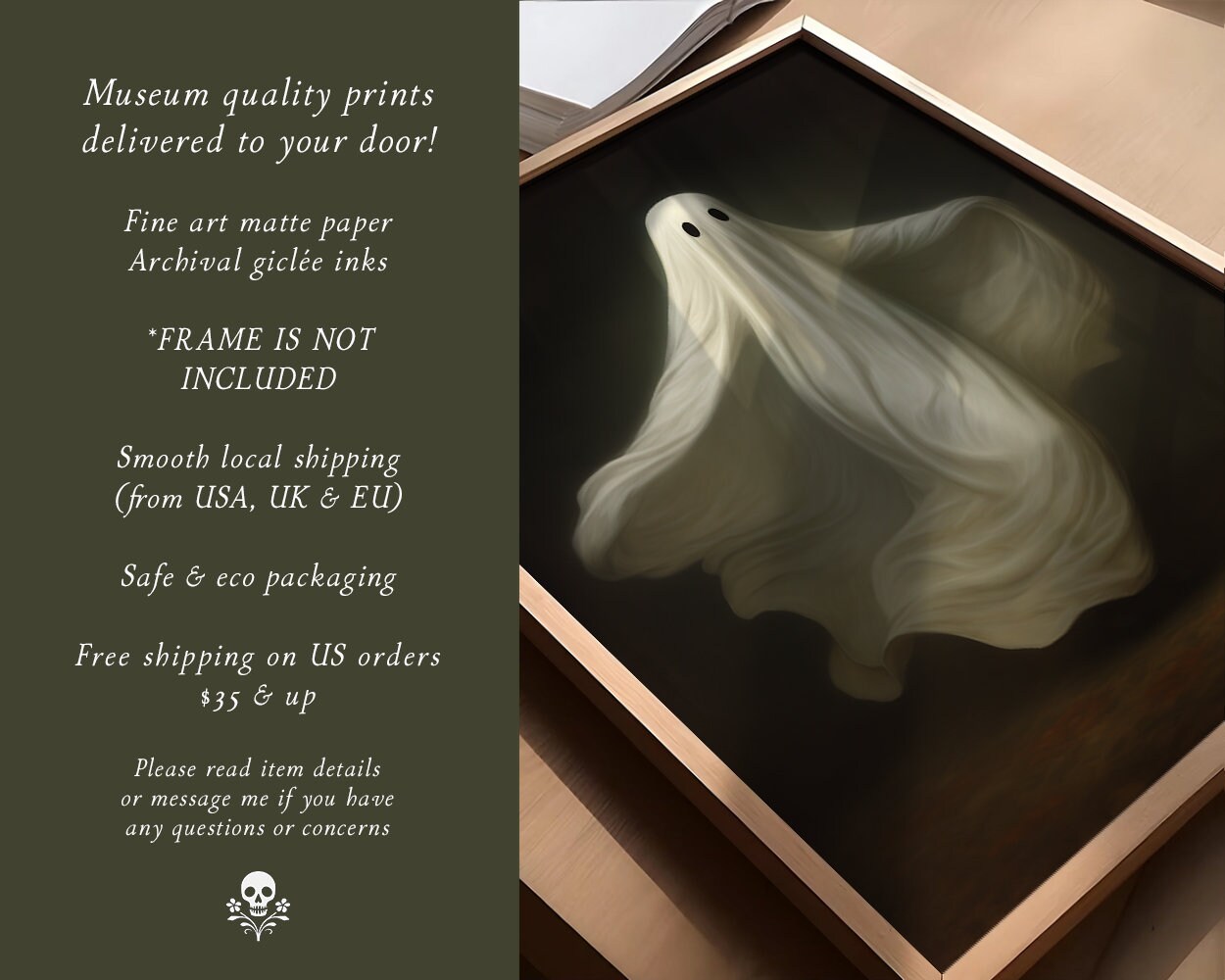 Ghost Art Print, Sheet Ghost Decor, Cute Little Ghost, Spooky Gothic ...