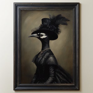 Miss Magpie Victorian Portrait, Dark Academia, Funny Vintage Wall Art ...