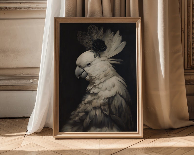 Madame Cockatoo Victorian Bird Portrait Art Print, Old Parrot Portrait ...