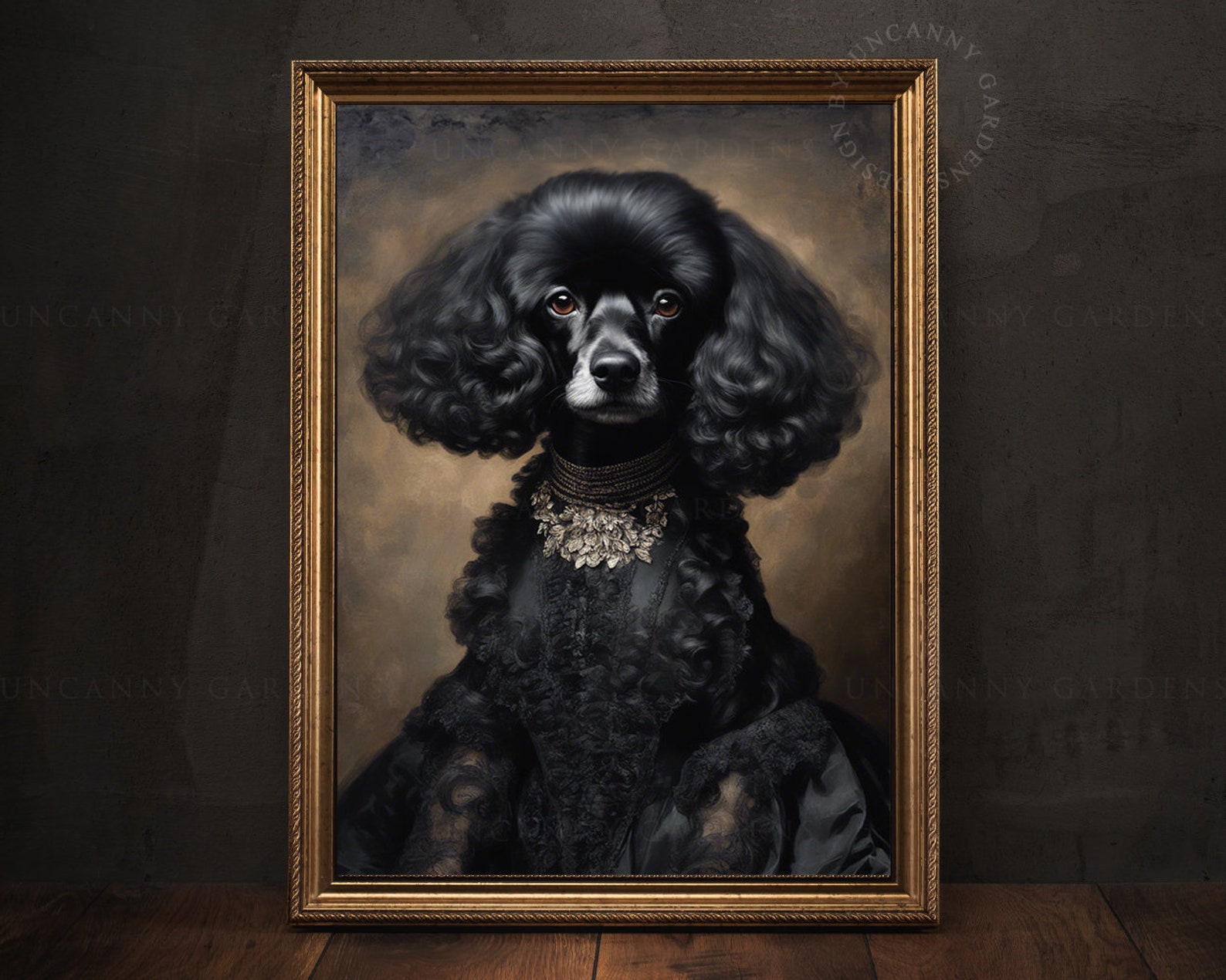 Victorian Poodle Portrait, Black Poodle Art Print, Dogs Lover Gift ...