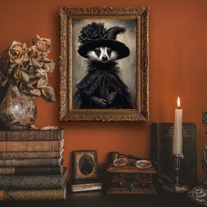 Halloween Badger Wall Art Print, Dark Cottagecore Decor, Victorian ...