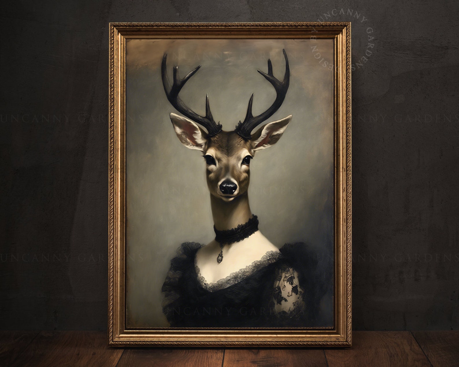 Miss Doe, Victorian Deer Lady Portrait, Whimsical Animals, Gothic Deer ...