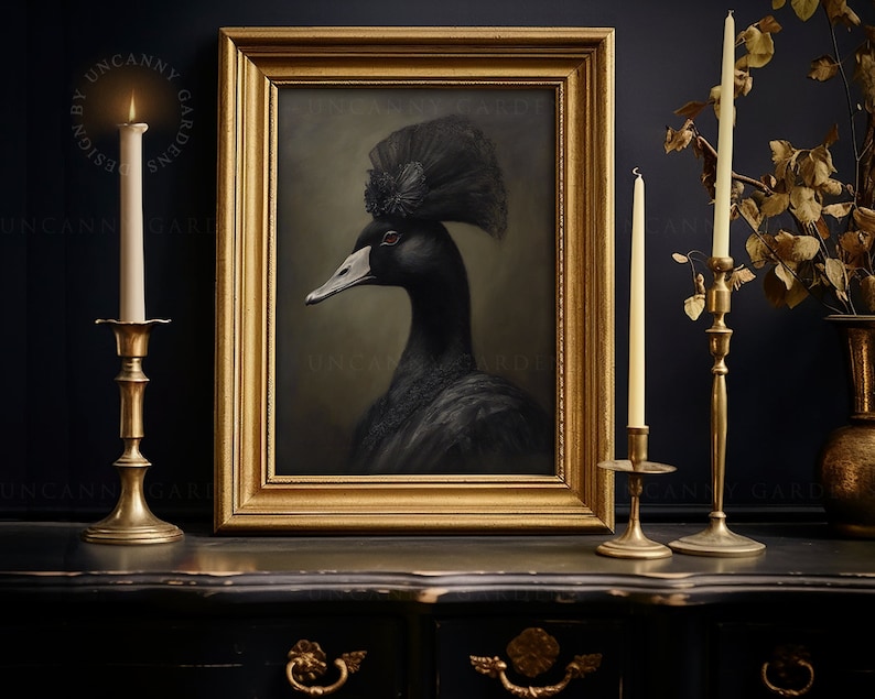 Miss Black Swan Gothic Portrait, Victorian Bird, Dark Art Prints ...