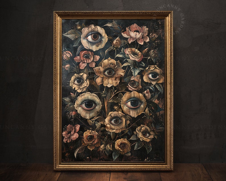 Strange Flowers Wall Decor, Weird Art Print, Weirdcore, Gothic Home ...