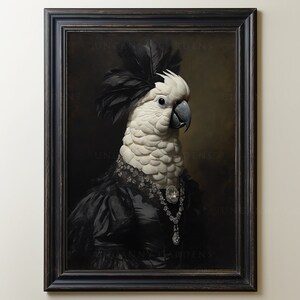 Victorian Cockatoo Portrait Gothic Parrot Wall Art, Dark Academia Print ...