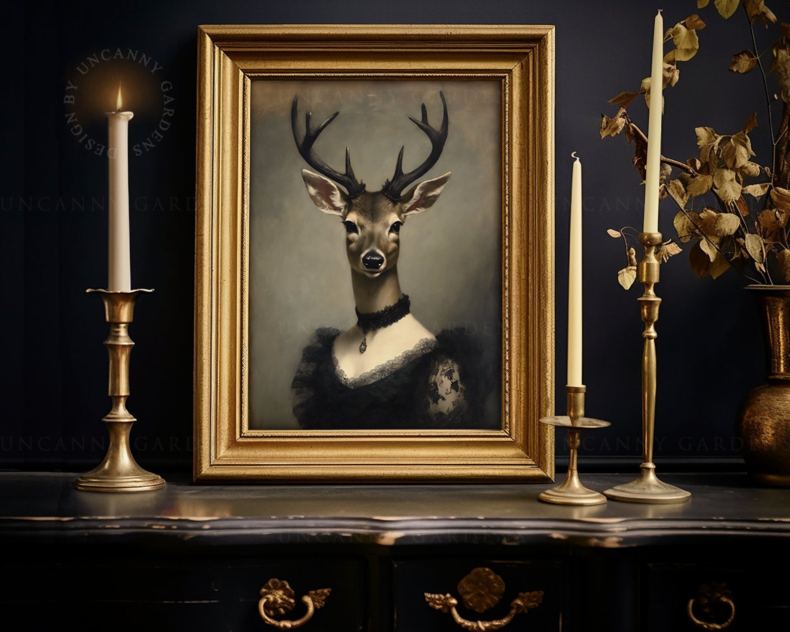 Miss Doe, Victorian Deer Lady Portrait, Whimsical Animals, Gothic Deer ...