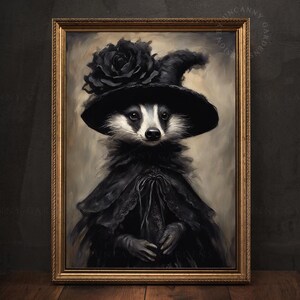 Halloween Badger Wall Art Print, Dark Cottagecore Decor, Victorian ...