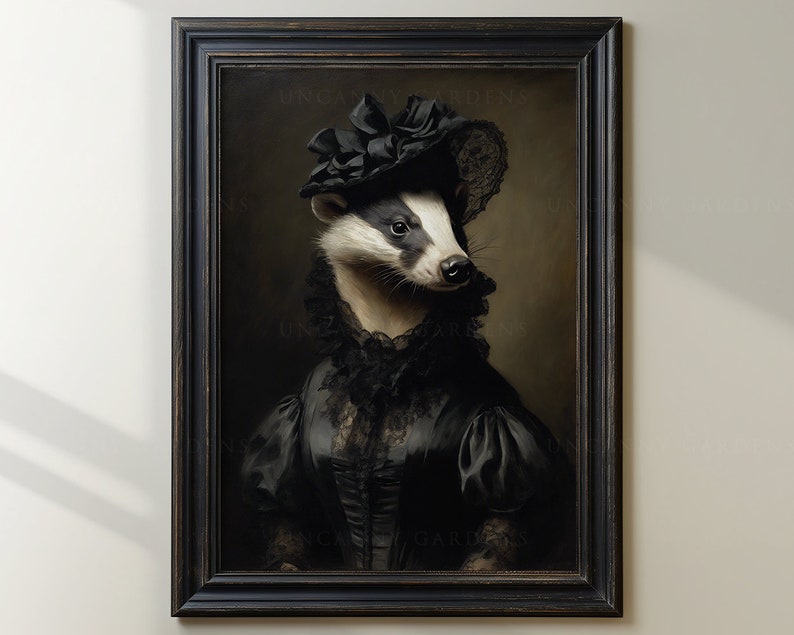 Mrs Badger Victorian Gothic Portrait, Vintage Animal Print, Victorian ...