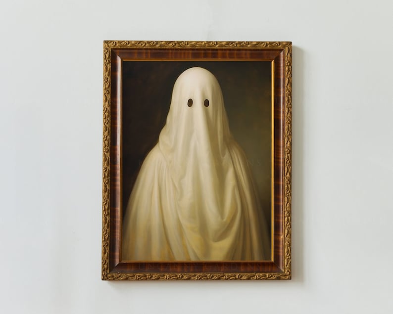 Classic Ghost Painting, Halloween Decoration, Vintage Ghost Art, Dark ...