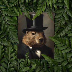 Dapper Beaver Wearing Top Hat Art Print, Victorian Beaver Poster, Funny ...