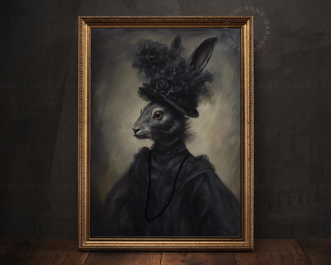 My Hare Lady, Victorian Hare Portrait, Goth Animals, Dark Cottagecore ...
