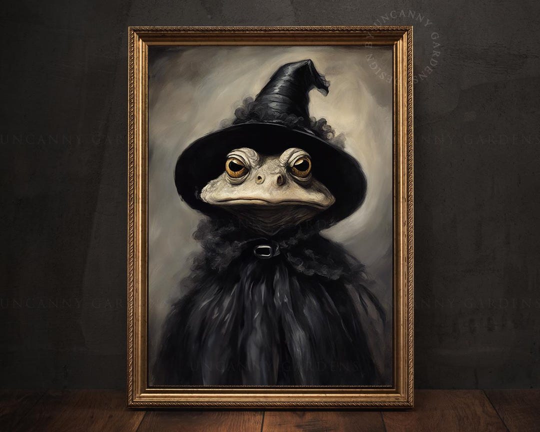 Toad Witch Halloween Decor, Witchy Goth Halloween Art Print, Dark ...