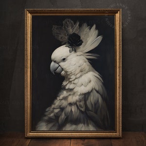 Madame Cockatoo Victorian Bird Portrait Art Print, Old Parrot Portrait ...