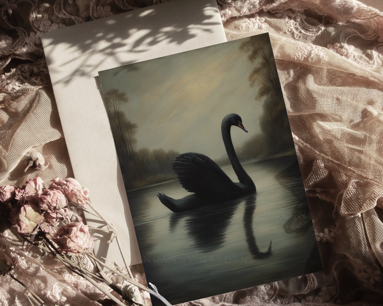 Black Swan, Romantic Wall Art, Victorian Bird, Moody Goth Aesthetic ...