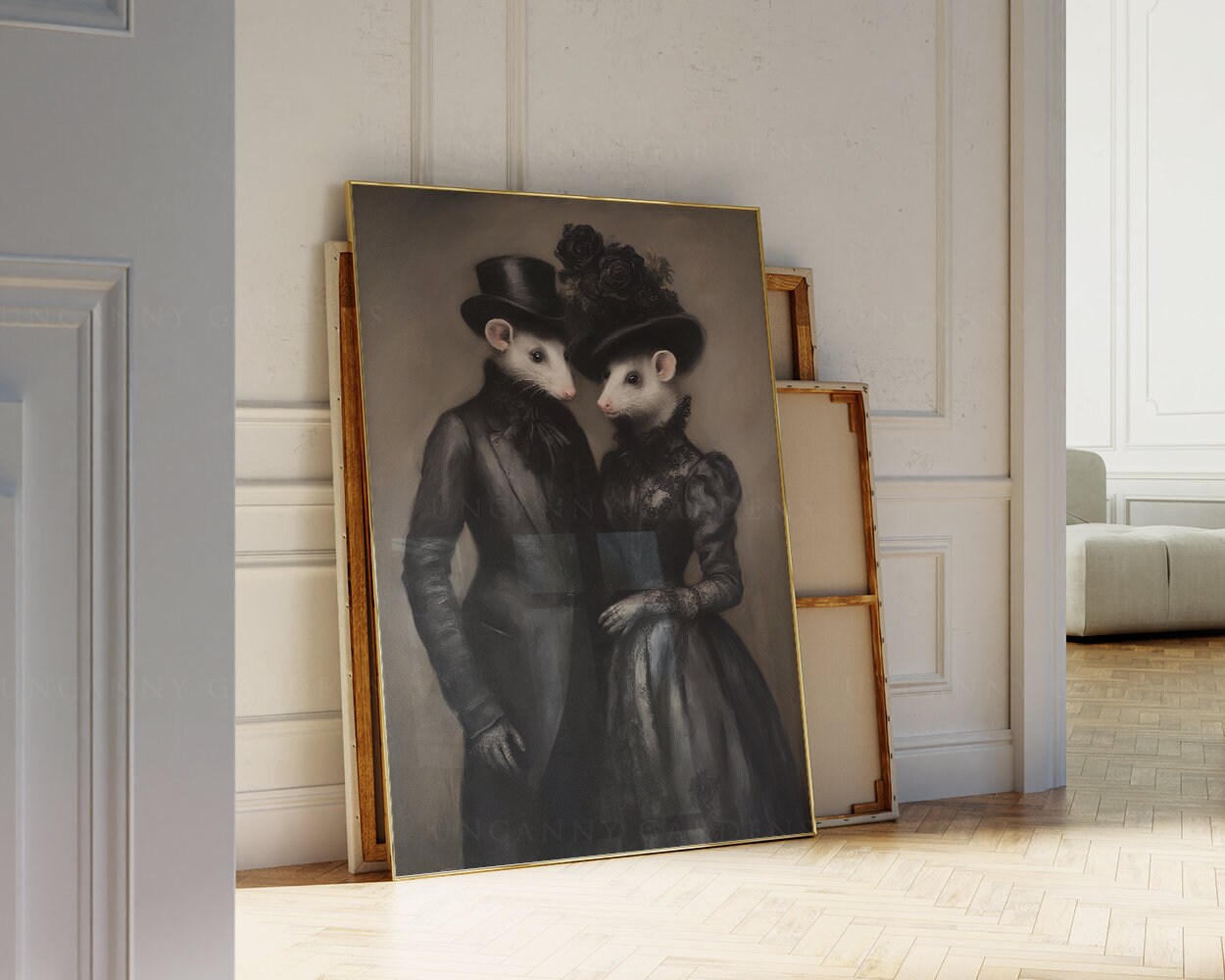 Gothic Opossum Wedding Couple Portrait Art Print Gothic Wedding Gift ...