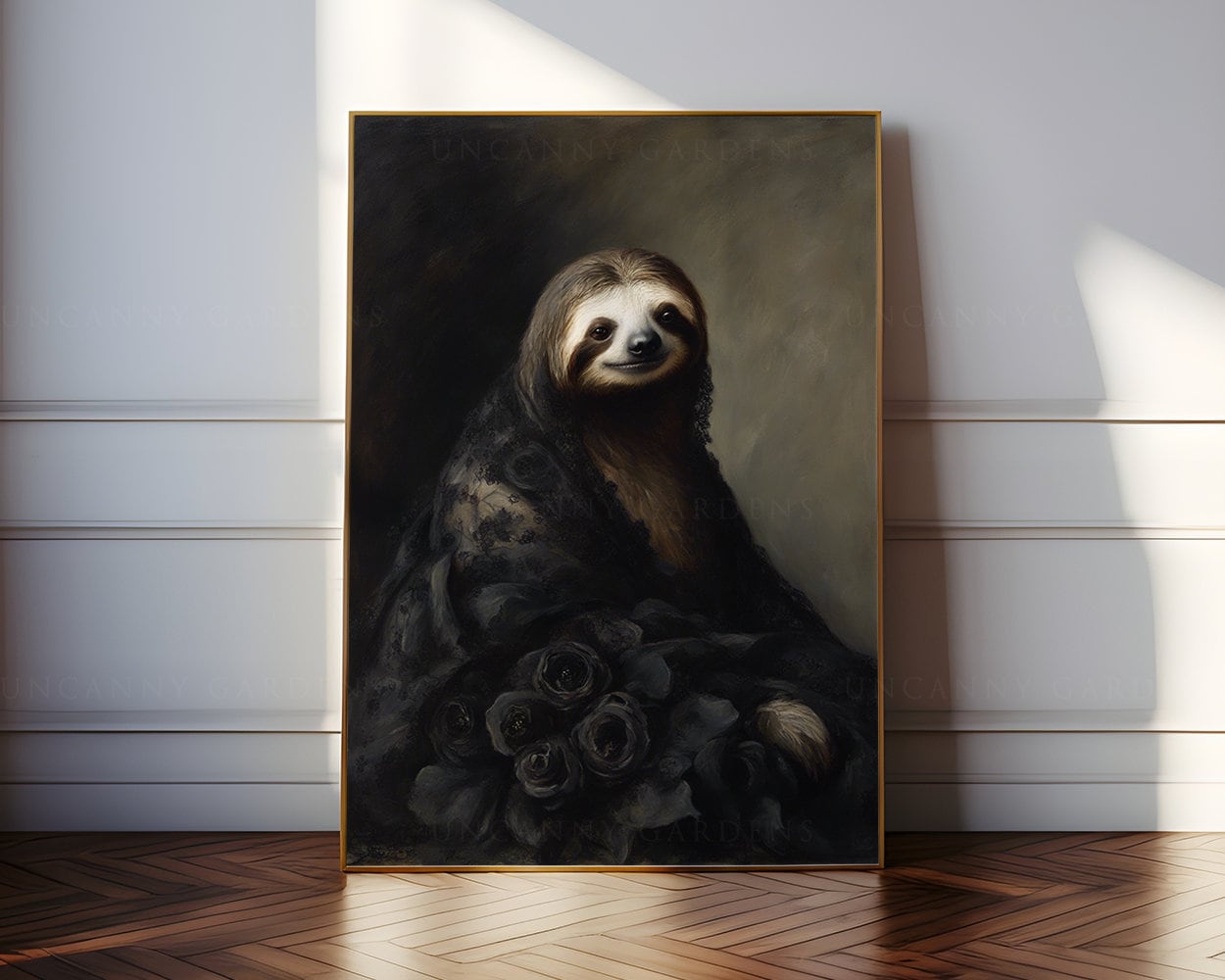 Dark Academia Sloth Art Print, Gothic Victorian Animal Portrait, Sloth ...