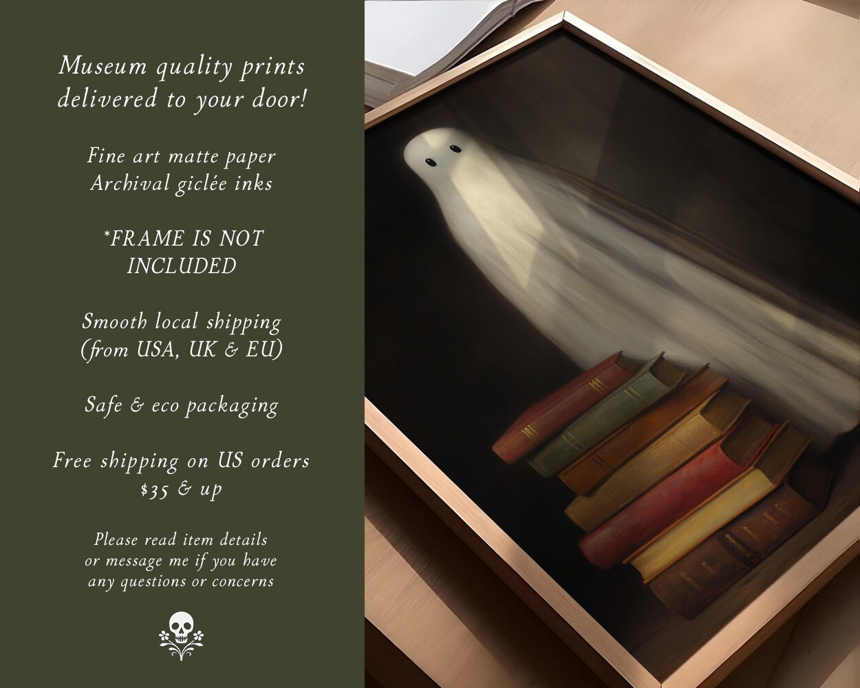 Ghost in the Library, Book Lover Gift, Book Nook Art, Bookish Gift for ...
