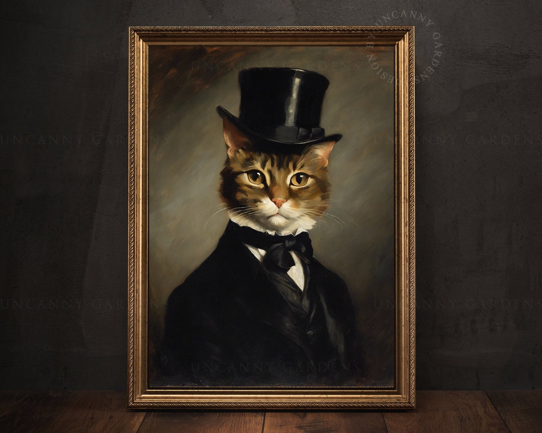 Gentleman Cat Art Print, Funny Dapper Animals in Clothes Art, Humorous ...