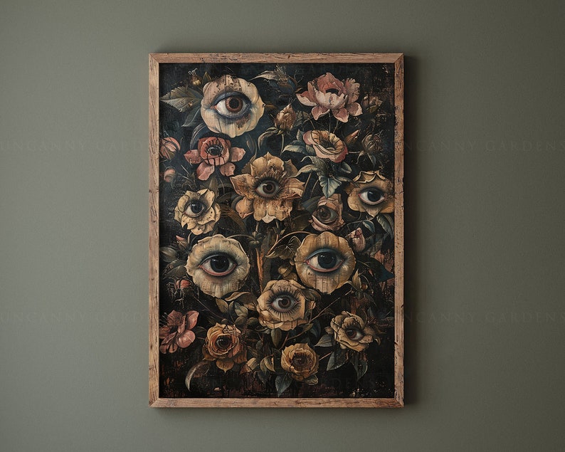 Strange Flowers Wall Decor, Weird Art Print, Weirdcore, Gothic Home ...