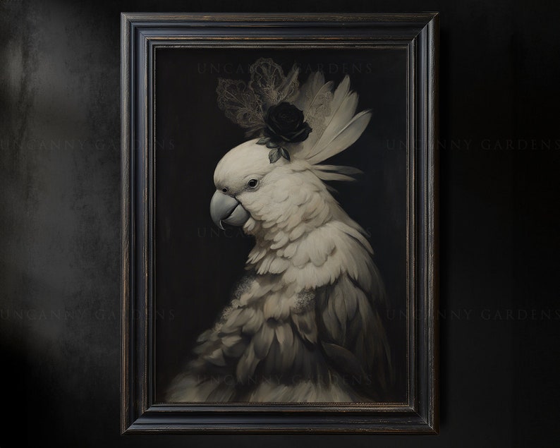 Madame Cockatoo Victorian Bird Portrait Art Print, Old Parrot Portrait ...