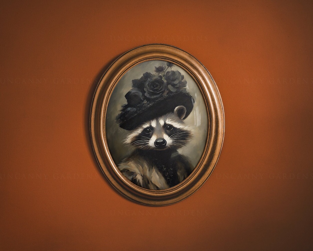 Lady Raccoon Victorian Portrait, Raccoon Painting, Vintage Style ...