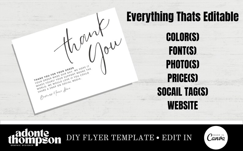 Editable Thank You Flyer - Etsy