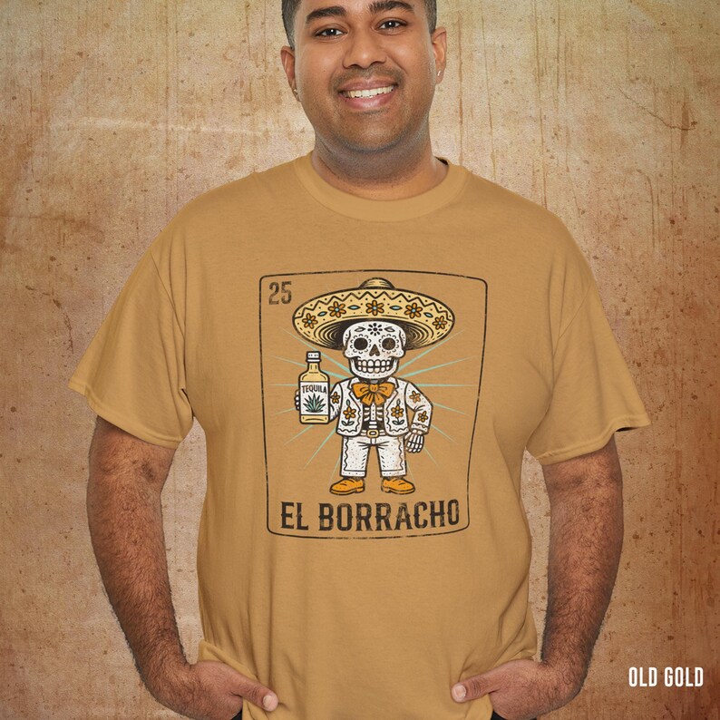 Dia De Los Muertos Style Tequila T-shirt, "el Borracho" Mexican Lottery ...