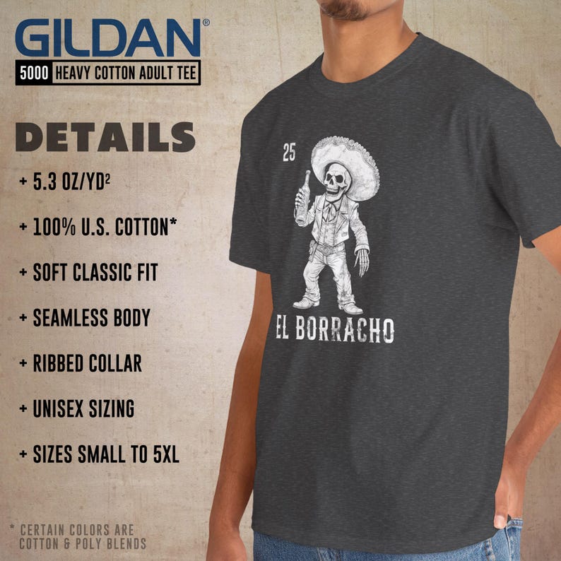 Loteria Mexicana El Borracho T-shirt: Day of the Dead Mariachi Skeleton ...