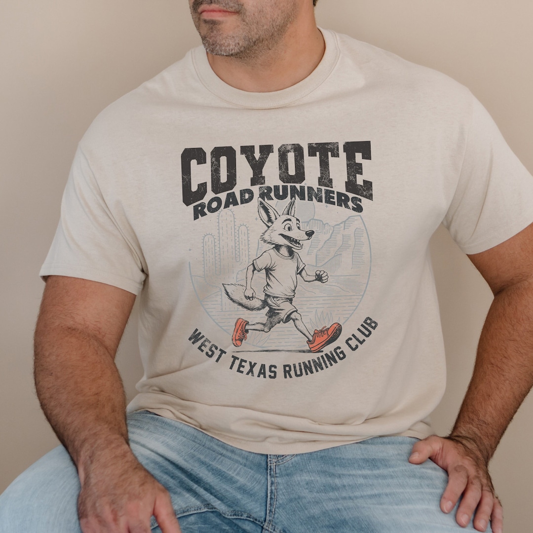 Coyote Road Runners Trail Running Club Shirt, West Texas Souvenir Graphic Tee, Funny Coyote ...