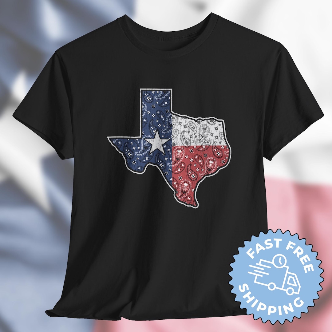 Vintage Texas Tee Bandana Print TX Flag, Unique Lone Star State Gift ...