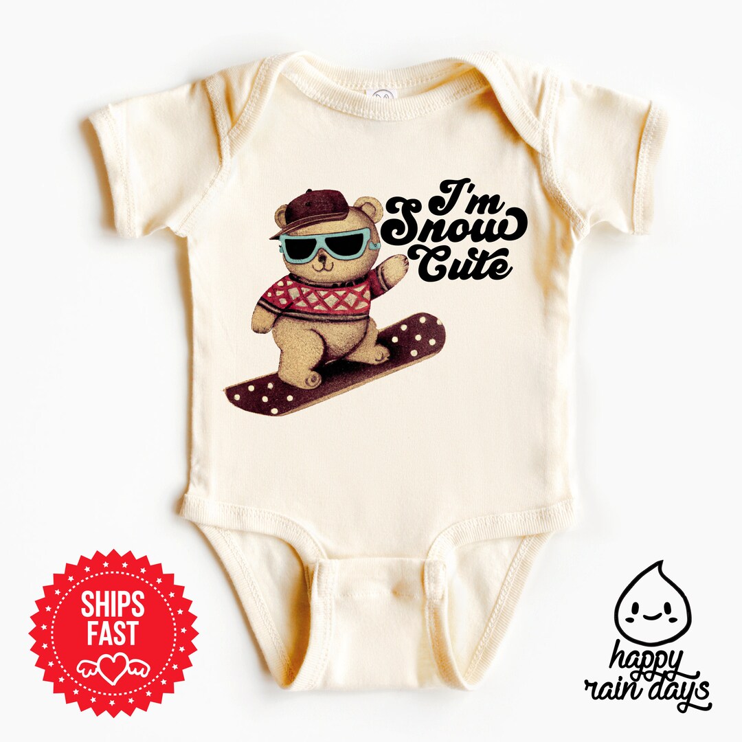 I'm Snow Cute Baby Onesie Funny Bear Snowboard Pun - Etsy