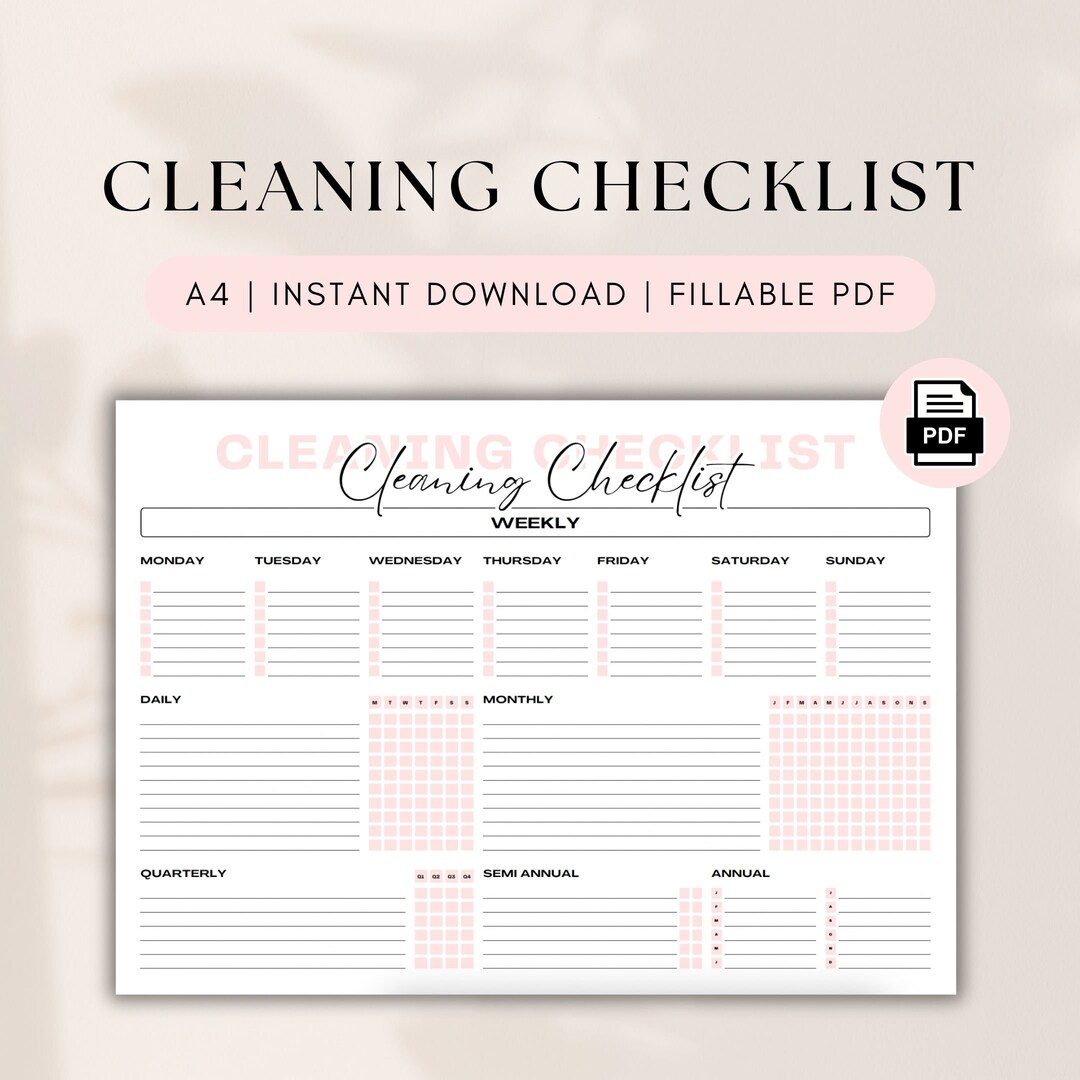 Cleaning Checklist Editable House Deep Cleaning Template Housekeeper ...