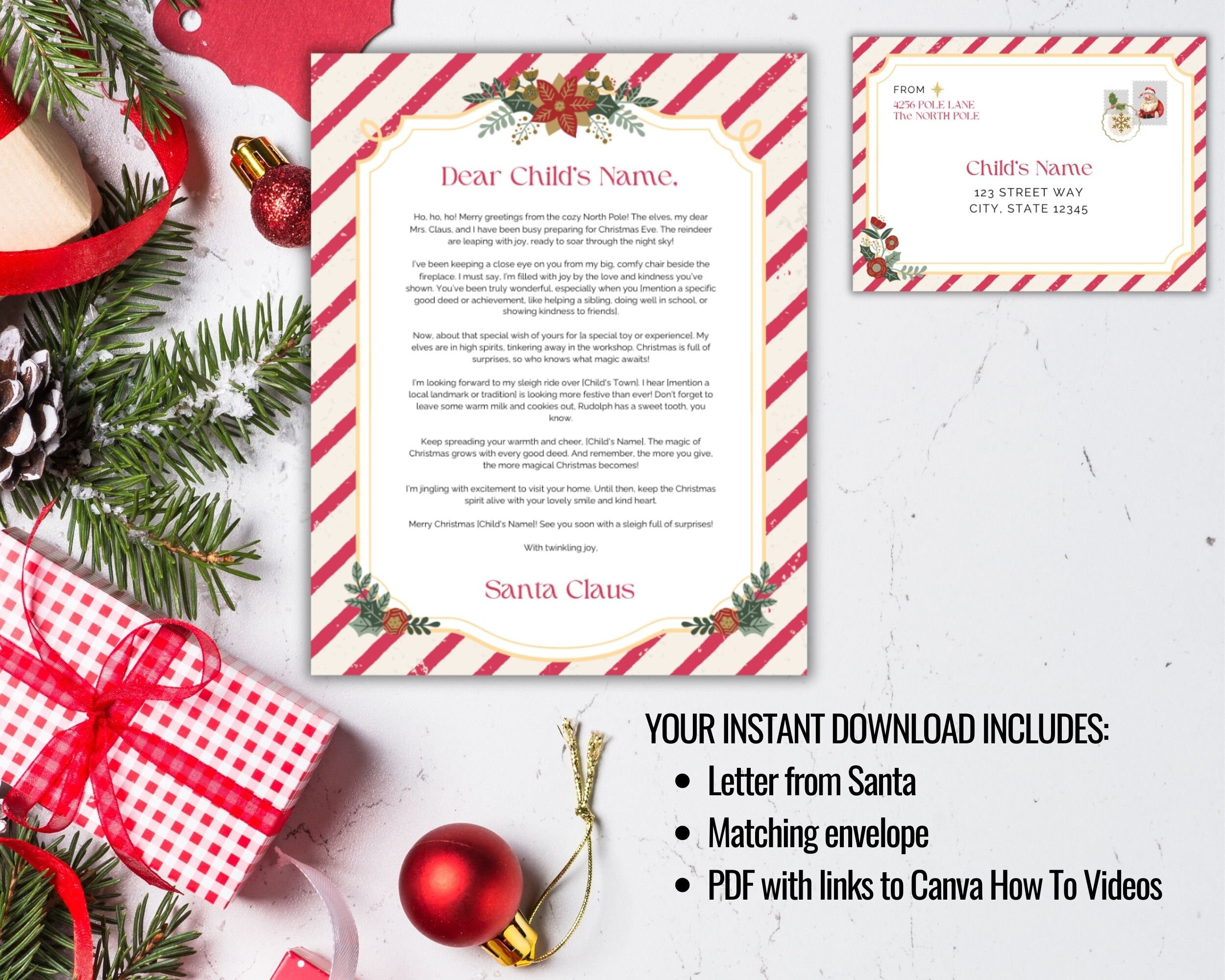Printable Letter From Santa Claus With Matching Envelope - Etsy