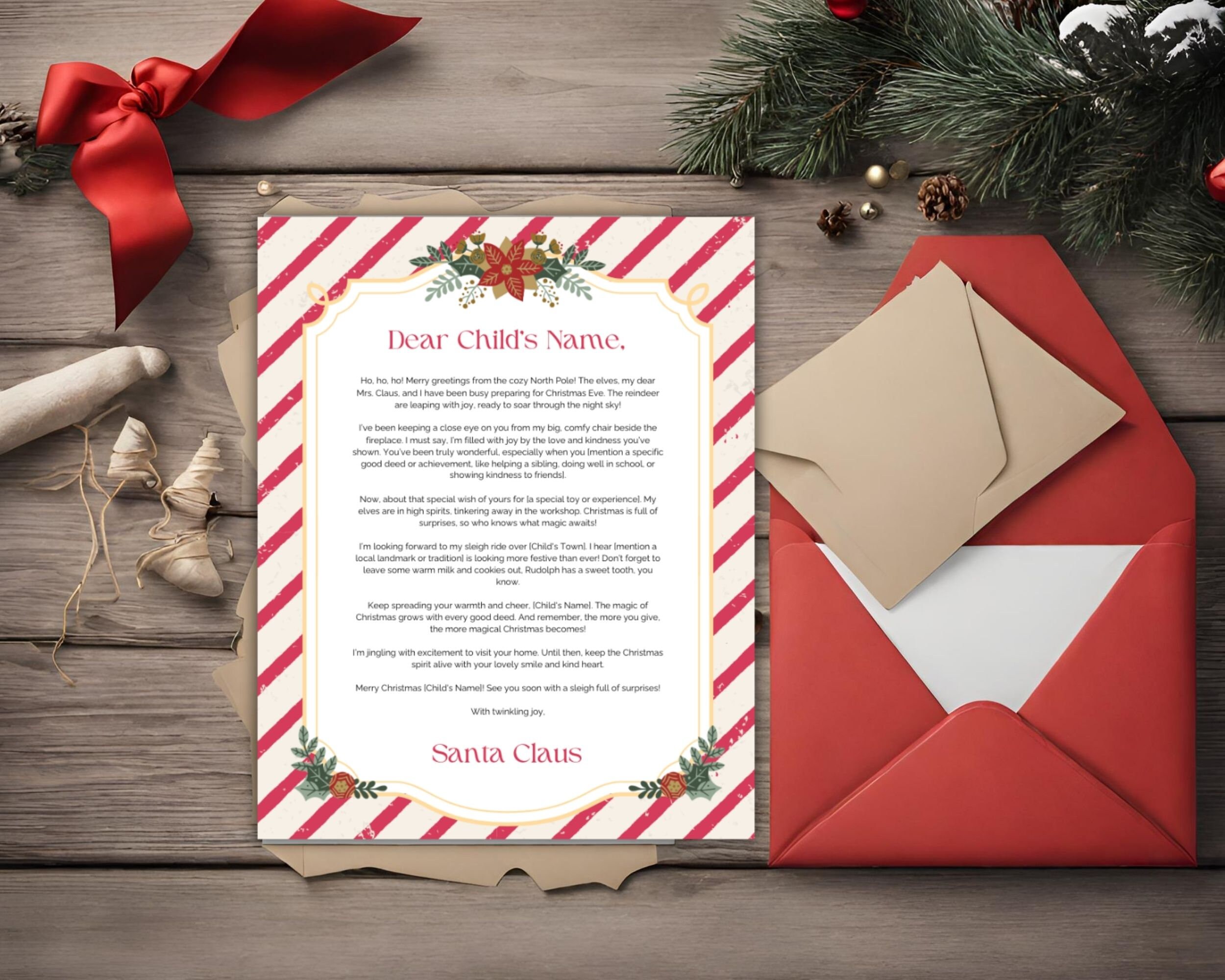 Printable Letter From Santa Claus With Matching Envelope - Etsy