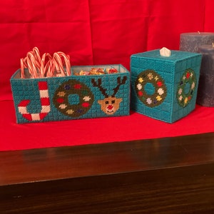 Joy Box | Plastic Canvas Christmas Tissue Box Cover and Candy Dish - Etsy