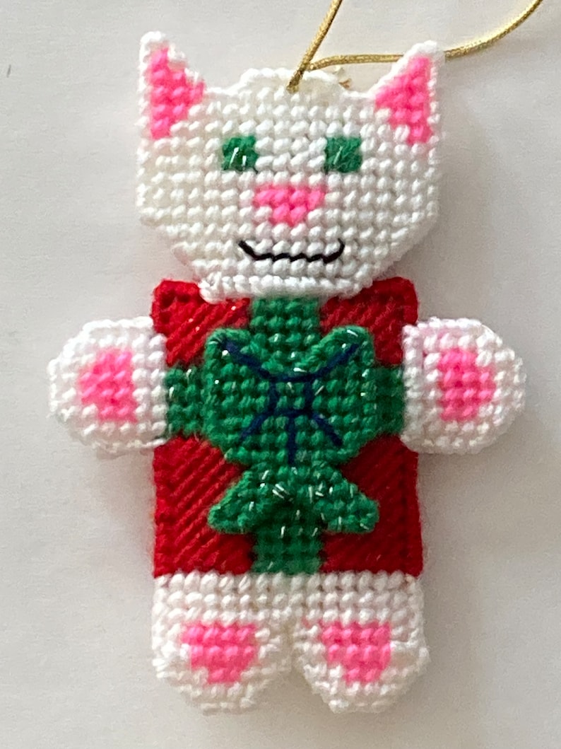 Christmas Cats Plastic Canvas Christmas Ornaments Set of 4 Cats - Etsy