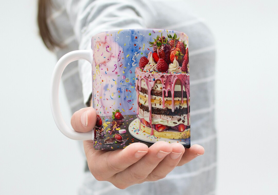 Multi-layered Birthday Cake Mug, Happy Birthday Mug, Best Friend Gift ...