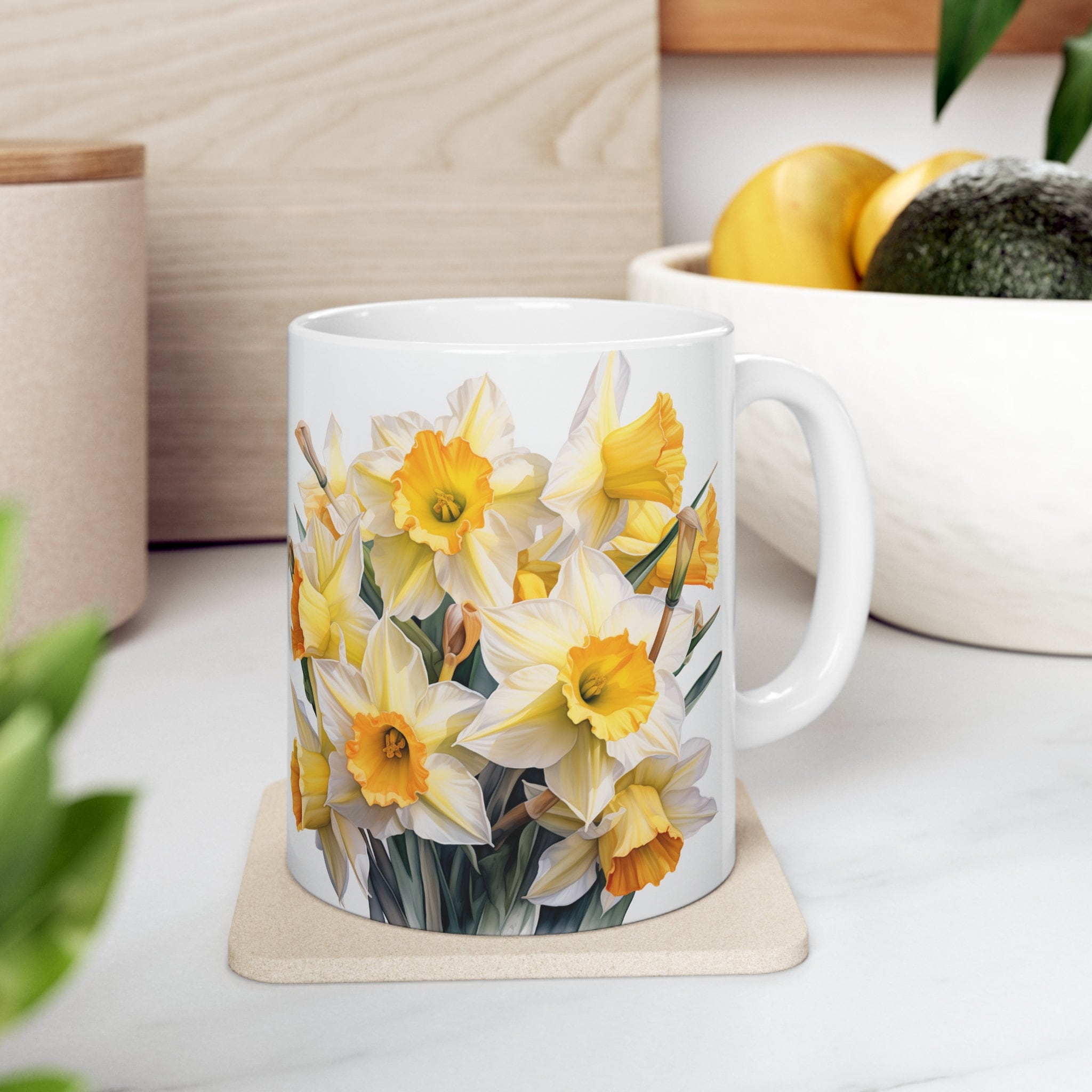 Spring Daffodil Symphony, Charming Daffodils, Watercolor Floral Mug ...