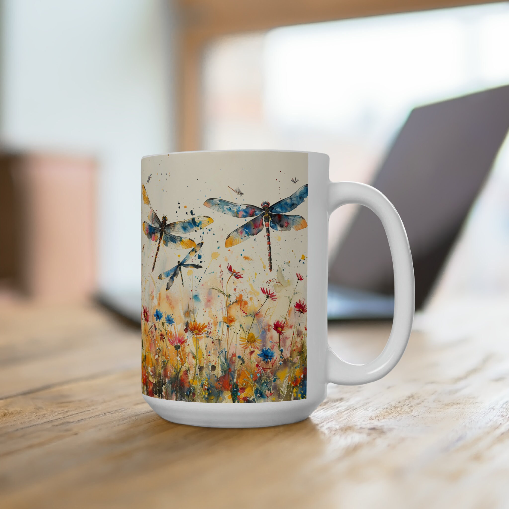 Dragonfly Watercolor Mug, Vintage Dragonfly Coffee Mug, Dragonfly Tea ...