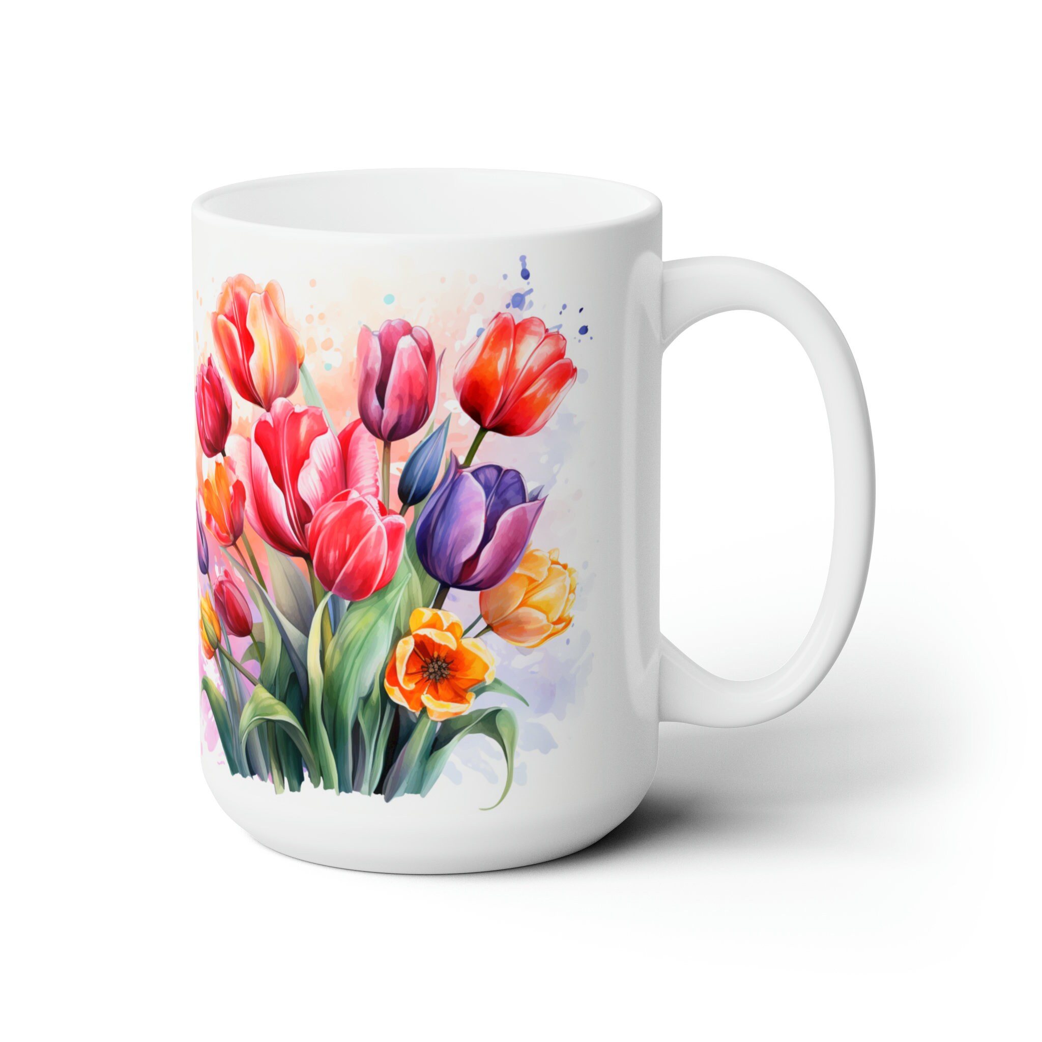 Tulip Coffee Mug Tulip Floral Mug Spring Tea White Mug - Etsy