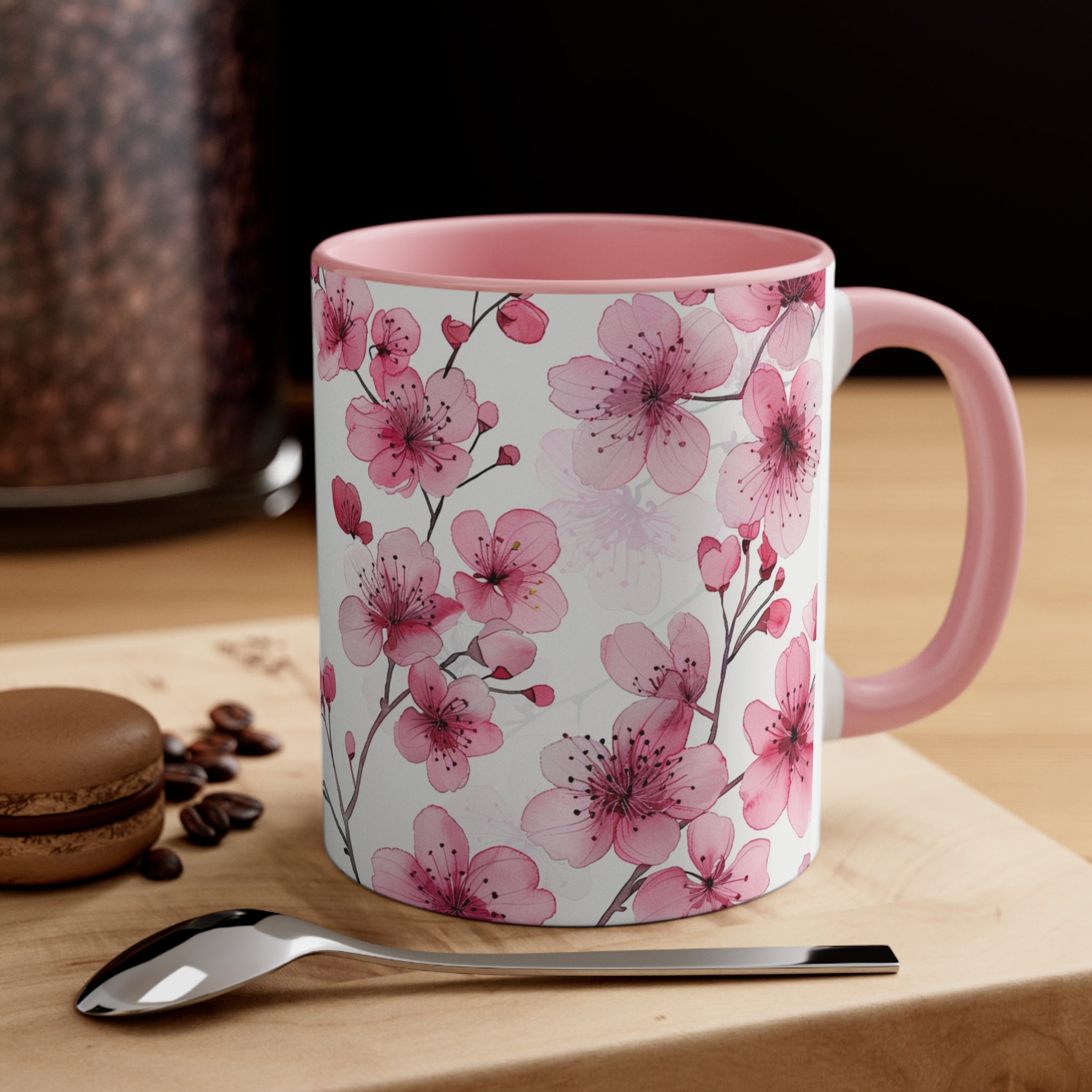 Spring Cherry Blossom Mug, Sakura Design for Nature Lover, Botanical ...
