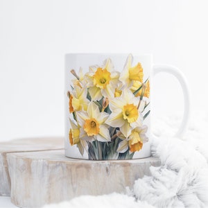 Spring Daffodil Symphony, Charming Daffodils, Watercolor Floral Mug ...