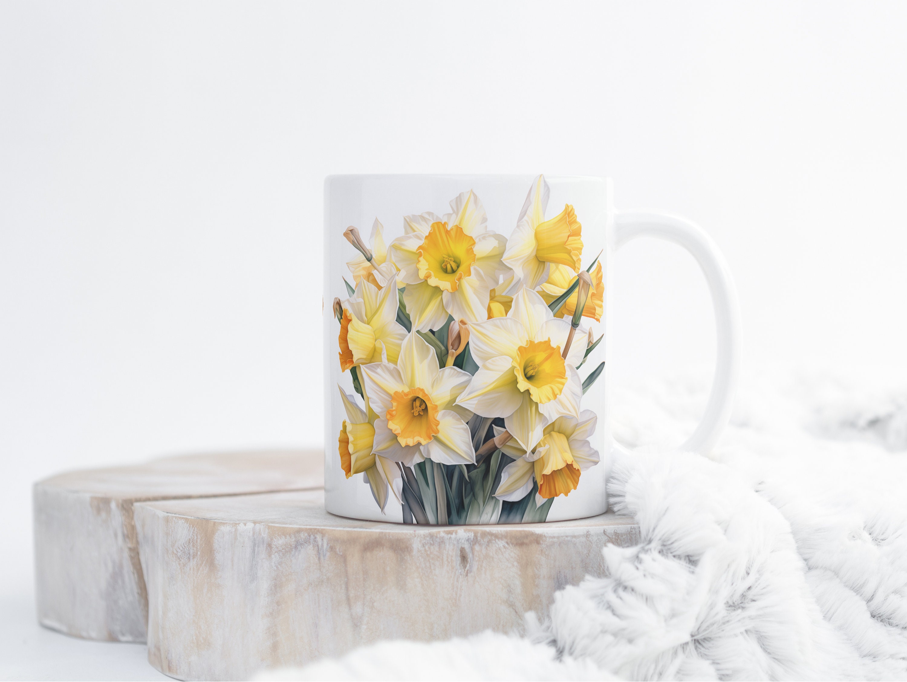 Spring Daffodil Symphony, Charming Daffodils, Watercolor Floral Mug ...