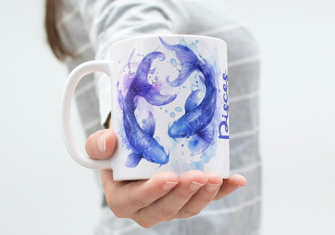 Pisces Mug, Dreamy Zodiac Coffee Cup, Astrology Gift, Pisces Artistic ...