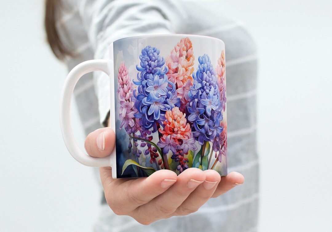 Hyacinth Hues Watercolor, Hyacinth Flower Lover Gift, Hyacinth Coffee ...